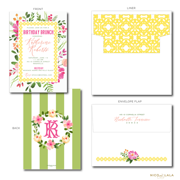 Bright Floral Wreath Invitations | Nico and Lala